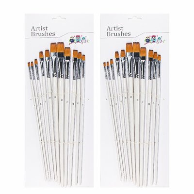 Flat Tip Nylon Hair 11pcs Childrens Paint Brushes