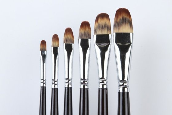 12 Sizes Filbert Artist Acrylic Paint Brushes Set