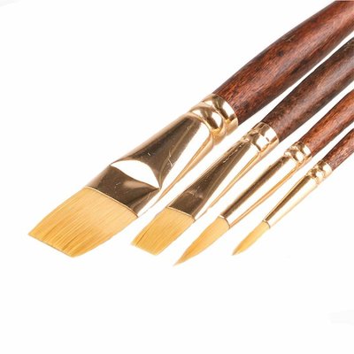 Children Golden Ferrule Synthetic Brushes For Acrylic Painting