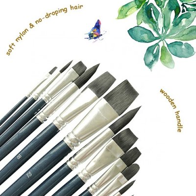 Mixed Sizes Synthetic Hair Artist Acrylic Paint Brushes