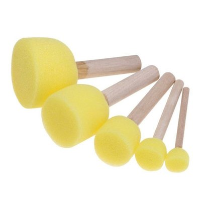 Wooden Handle 5Pcs Circle Sponge Paint Brush