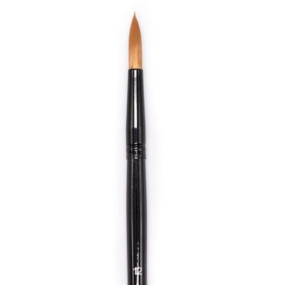 Light Brown Nylon Hair Artist Oil Paint Brush Black Wood Handle