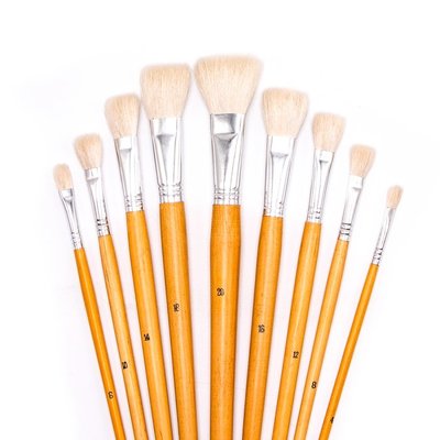 Flat Artist 9pcs Goat Hair Paint Brush Set