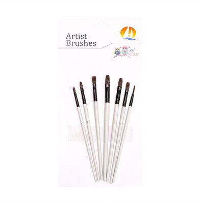 Flat Tip Aluminum Ferrule Squirrel Hair Paint Brush Set