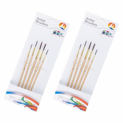 Brown Nylon Hair Wooden Handle #3 / 10 Artist Paint Brushes Set