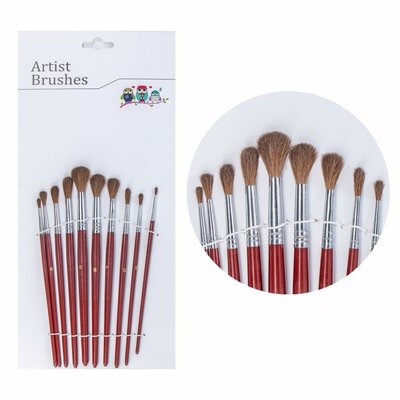Gray Pony Hair White Aluminum Ferrule 18# Art Brush Set