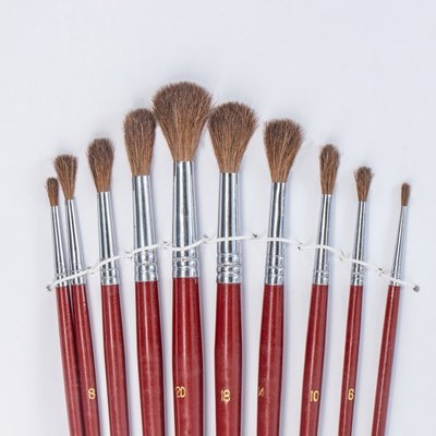 Gray Pony Hair White Aluminum Ferrule 18# Art Brush Set