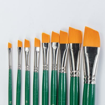 Nickel Plated Brass Ferrule Green Wood Hanldle 4# Acrylic Brush Set