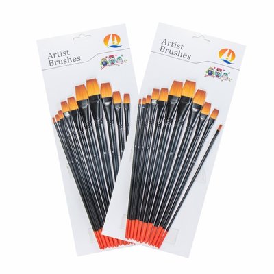Flat Shape Nylon Hair 10# 12pcs Artist Paint Brush Set