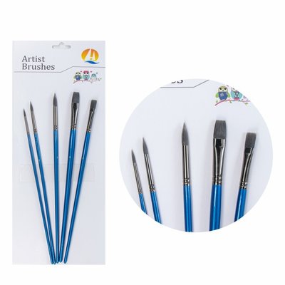 Black Nylon Hair Metallic Blue Wood Handle 8# Artist Paint Brushes Set