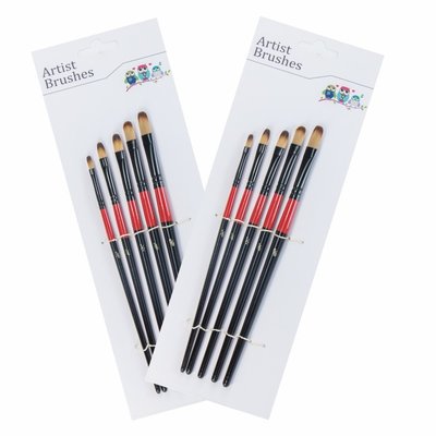 Oval Head Nylon Hair Black Aluminum Ferrule Artist Brush Set