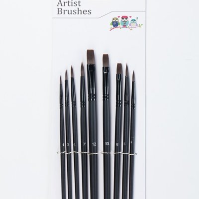 Black Color Handle 1# Artist Paint Brushes Set