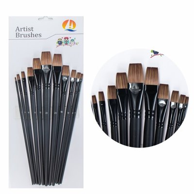 Black Aluminum Ferrule Mixed Color Nylon Hair 22# Artist Paint Brush Set