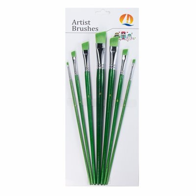 Green Nylon Hair Wood Handle 12# Artist Paint Brushes Set