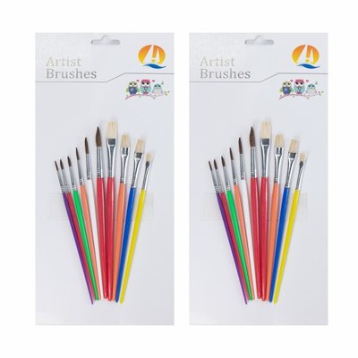 Pony / Bristle Hair Round Head Professional Artist Paint Brush Set