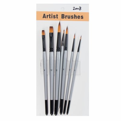 Round Flat Tip Black Aluminum Ferrule #12 7pcs 	Artist Paint Brushes Set