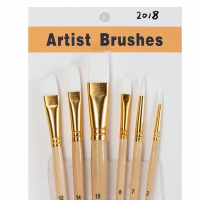 Wooden Handle White Nylon Hair Artist Paint Brush Sets