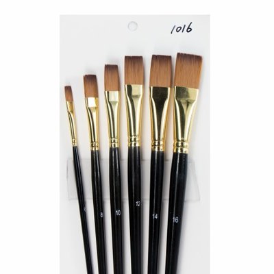 Nylon Hair Flat Head 140mm Copper Ferrule 6pcs Artist Brush Set