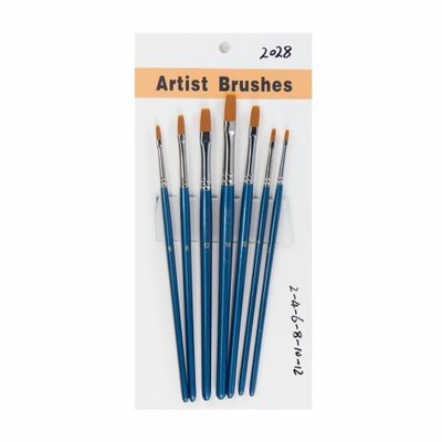 Golden Nylon Hair Pearl Brilliant Blue Handle Artist Paint Brush Set
