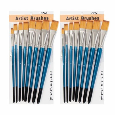 Golden Nylon Hair Pearly Blue/Black Tail Wooden Handle 150mm Artist Paint Brushes Set