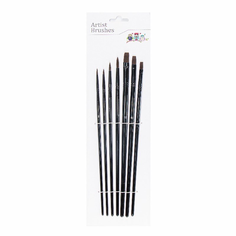 Brown Nylon Hair Tempera Paint Brush Set For Kids