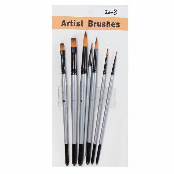 Round Flat Tip Black Aluminum Ferrule #12 7pcs 	Artist Paint Brushes Set