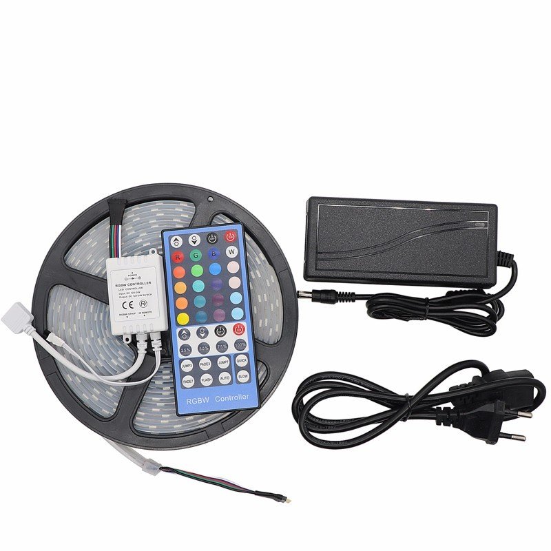 12V RGBW IP67 Waterproof 60 Leds/M 5050 Flexible LED Strip Kit With 40key IR Remote