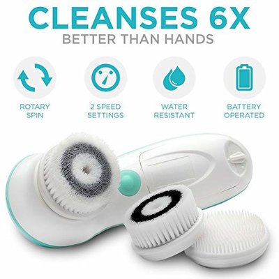 Waterproof Facial Cleansing Spin Brush Set with 3 Exfoliating Brush Heads - Complete Face Spa System supplier