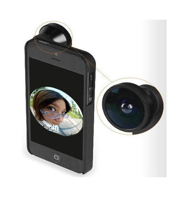180 Degree And Clip Fish Eye Camera Lens Kit  For Smartphones Black