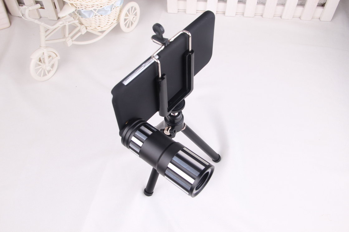 Black Aluminium Cell Phone Telephoto Lens 12x zoom For IPhone 6 / 6 Plus