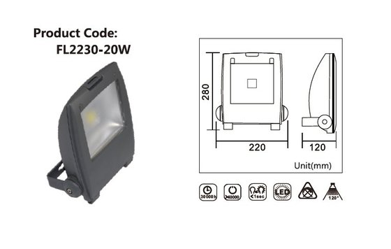 20w Integrated Outdoor Led Floodlight / Ip65 Outside Led Flood Lights supplier