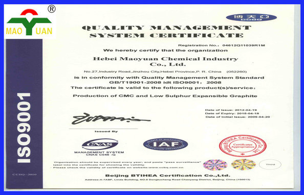 China Hebei Maoyuan Chemical Co., LTD certification