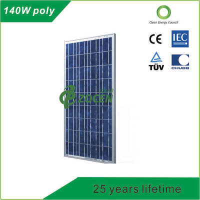 140 Watt PV Polycrystalline Solar Panels with 25 Years Lifetime / TUV Certified