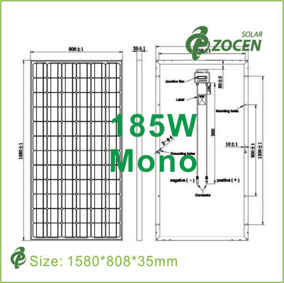 Deep Blue Anodized Aluminum Frame Monocrystalline Solar Panels 185Watt