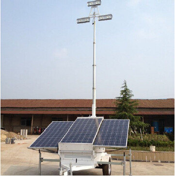 Mobile Telescopic Light Tower With 750w Solar Panels LED Light Tower