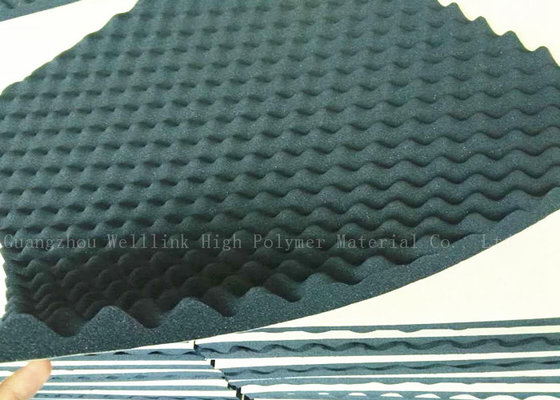 30mm Acoustic Foam / Sound Absorption Panels Black Wavy Shape Fireproof Adhesive