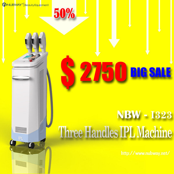 big promotion three handles IPL shr machines for unwanted hair removal, wrinkles, acne