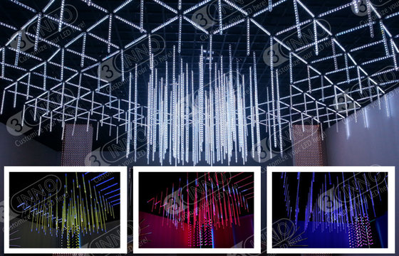 3D Full Color 0.6m Snow Falling DMX Vertical Tube waterproof For Disco