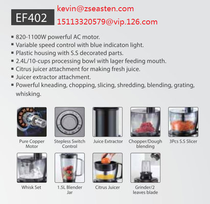 Easten 1000W Food Processor EF402/ 2.4 Liters Food Processor Fruit Mini Food Vegetable Chopper/ Vegetable Slicer