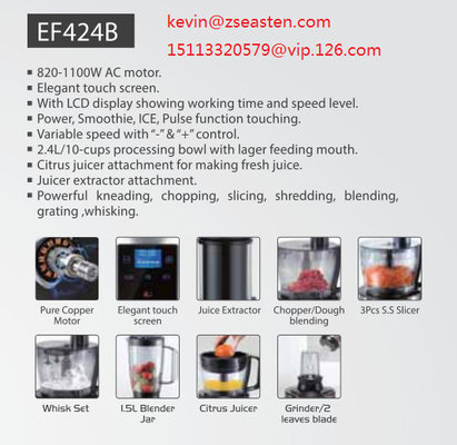 Easten Hot Sell Kitchen Food Processor EF424B/ Useful Round Spiral 10-in-1 CE Certificated Food Processor for Baby Food