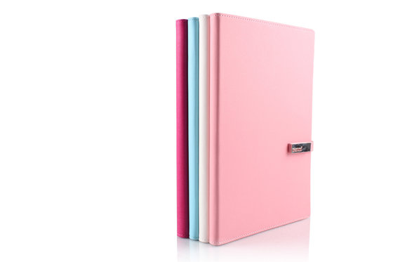 , 분홍색 백색, 대를 가진 개인화된 호화스러운 Silm 가죽 iPad 상자 그리고 덮개 파란