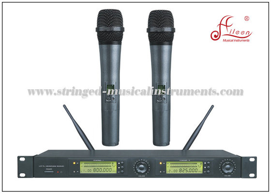 Dual Receiver UHF FM Transmitter Portable PA System , Wireless MIC Microphone