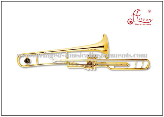 Gold Lacquer Brass Alto Trombone , Bb Key Professional Trombones Instruments