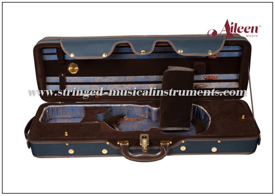 Contrasing Nice Velvet Musical Instrument Case / Professional Violin Case Oblong Shape