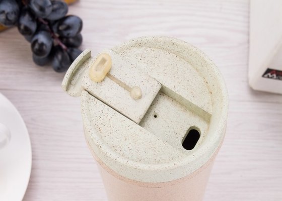 Environmental Friendly No Spill Travel Mug Biodegradable Wheat Straw Material