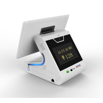 Dual screen billing system machine all in one POS with built-in 80mm Printer NFC 1D 2D barcode scanner wireless cashier