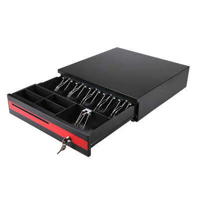 Electric Cash Drawer Box Commercial Heavy Duty Printer Bill Cashier Money Safe 405W*420L*100H(mm) with plastic rollers