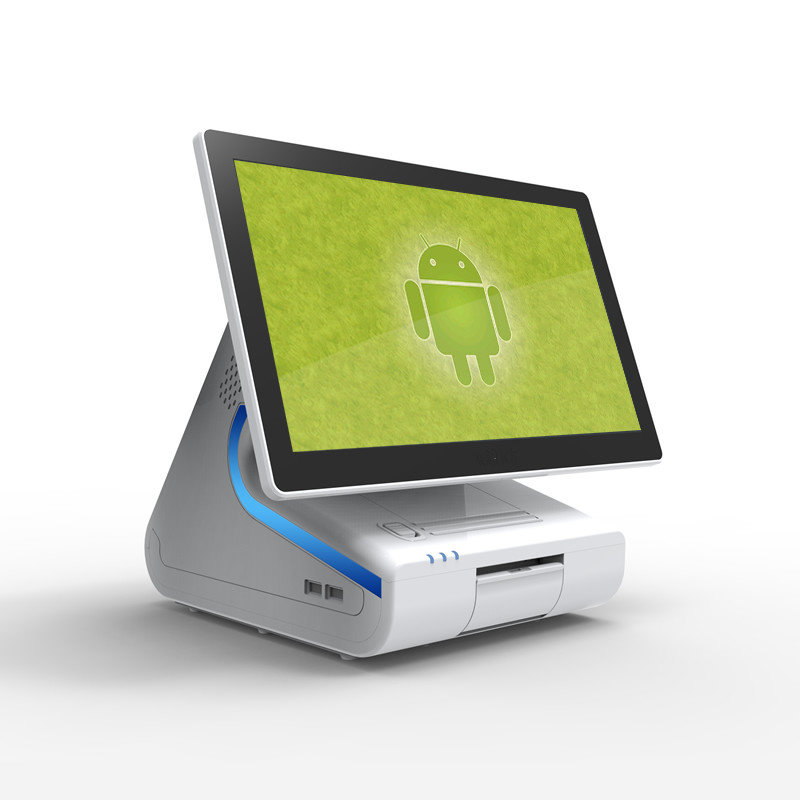 Dual screen billing system machine all in one POS with built-in 80mm Printer NFC 1D 2D barcode scanner wireless cashier