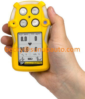 Honeywell GasAlertQuattro 3-Gas Detectors QT-XWH0-R-Y-NA % LEL O2 H2S Rechargeable Version Yellow Housing