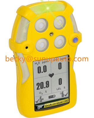 Honeywell GasAlertQuattro 3-Gas Detectors QT-X0HM-A-Y-NA O2 H2S CO Alkaline Version Yellow Housing